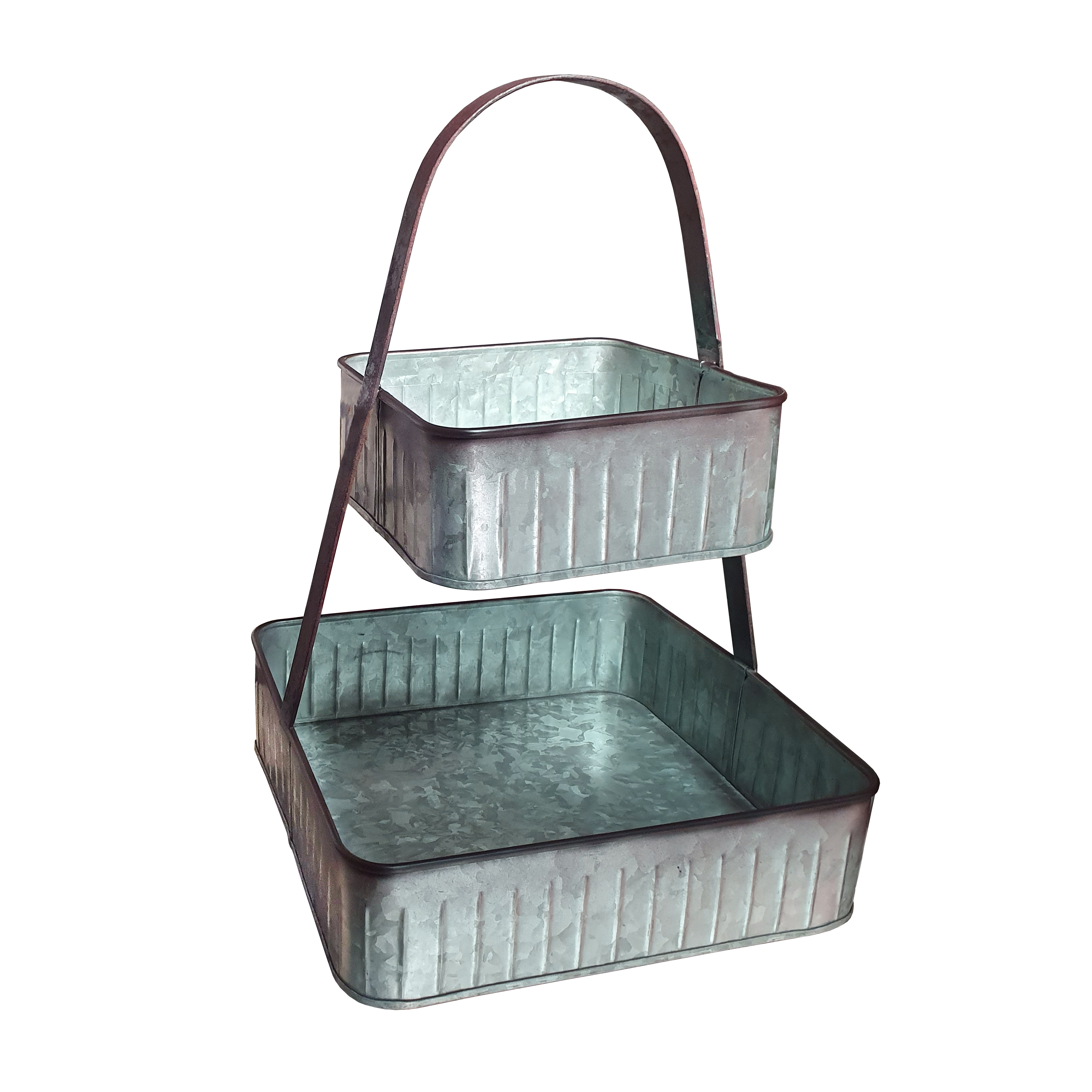 Gracie Oaks John-James Galvanized Metal Corrugated Coffee Table Tray ...
