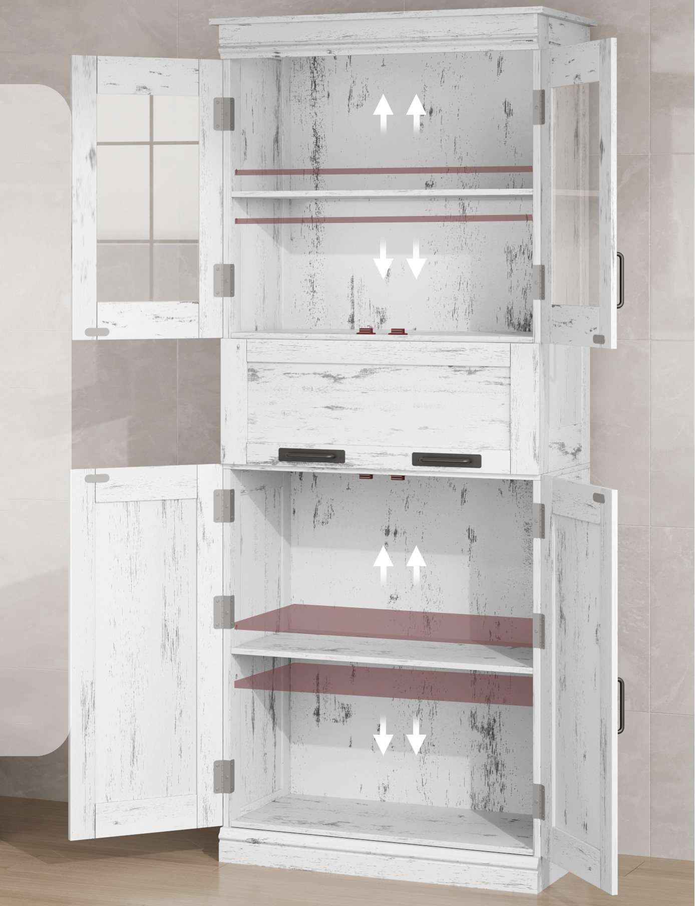 Gracie Oaks Freestanding Narrow Cabinet With Adjustable Shelves And ...