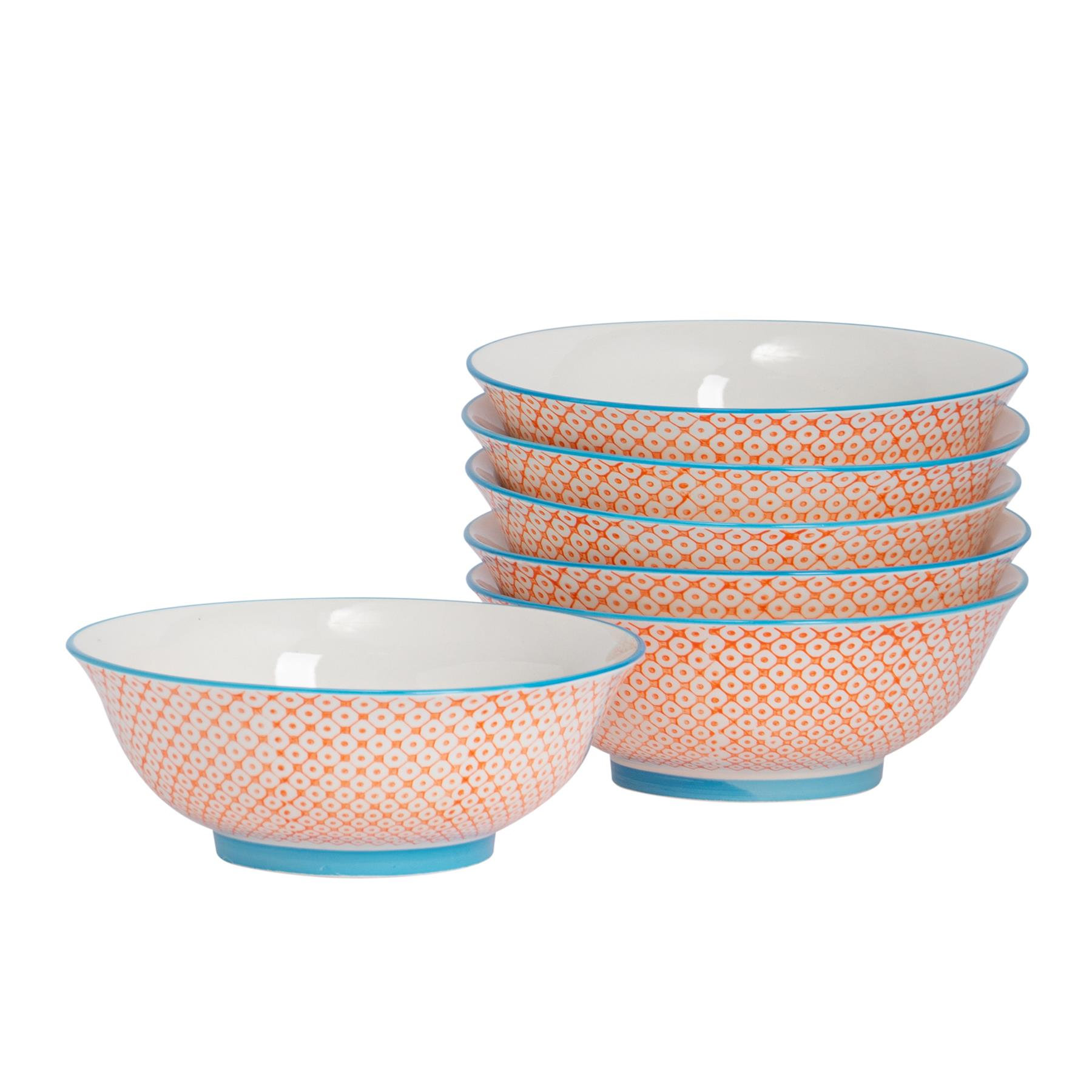 Nicola Spring - Hand-Printed Serving Bowls - 21.5cm - Orange | Wayfair ...