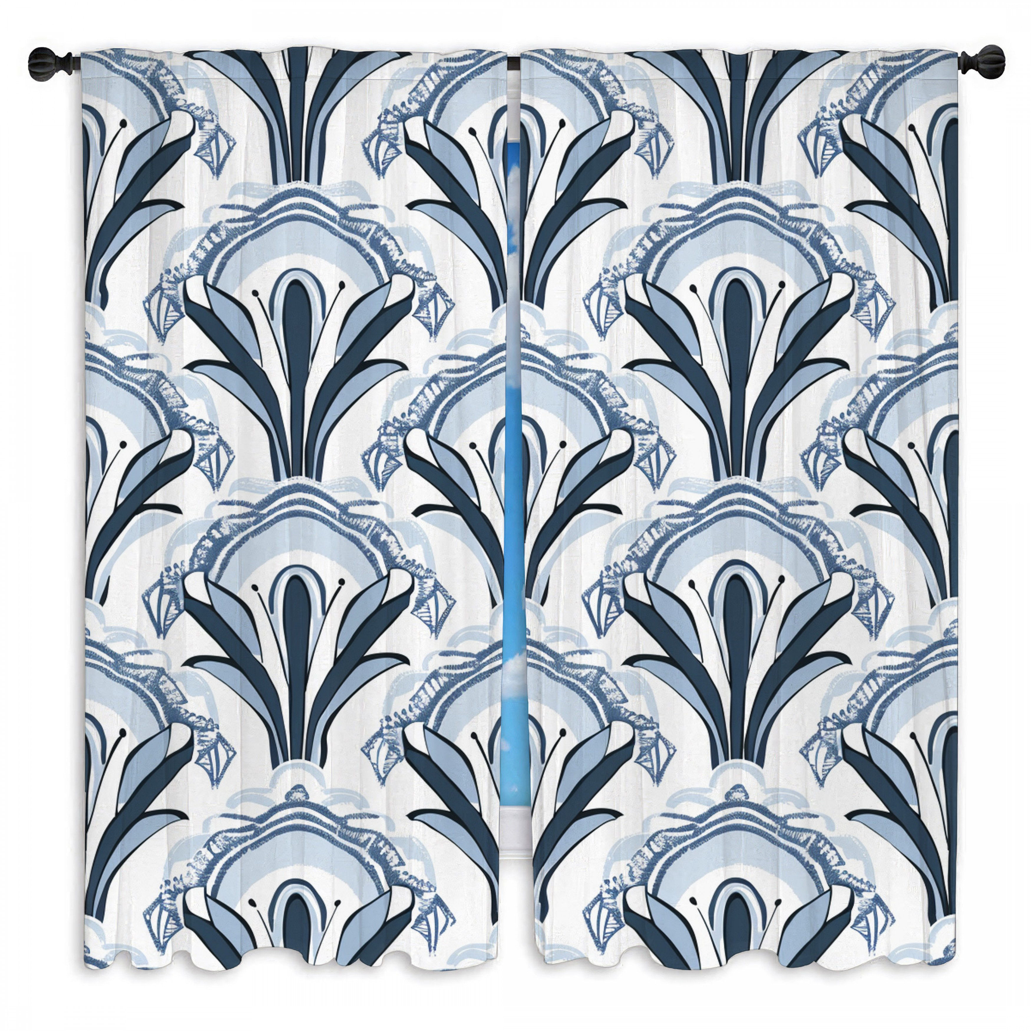 Canora Grey Floral Motif Window Curtains Graphics Traditional Drapes ...