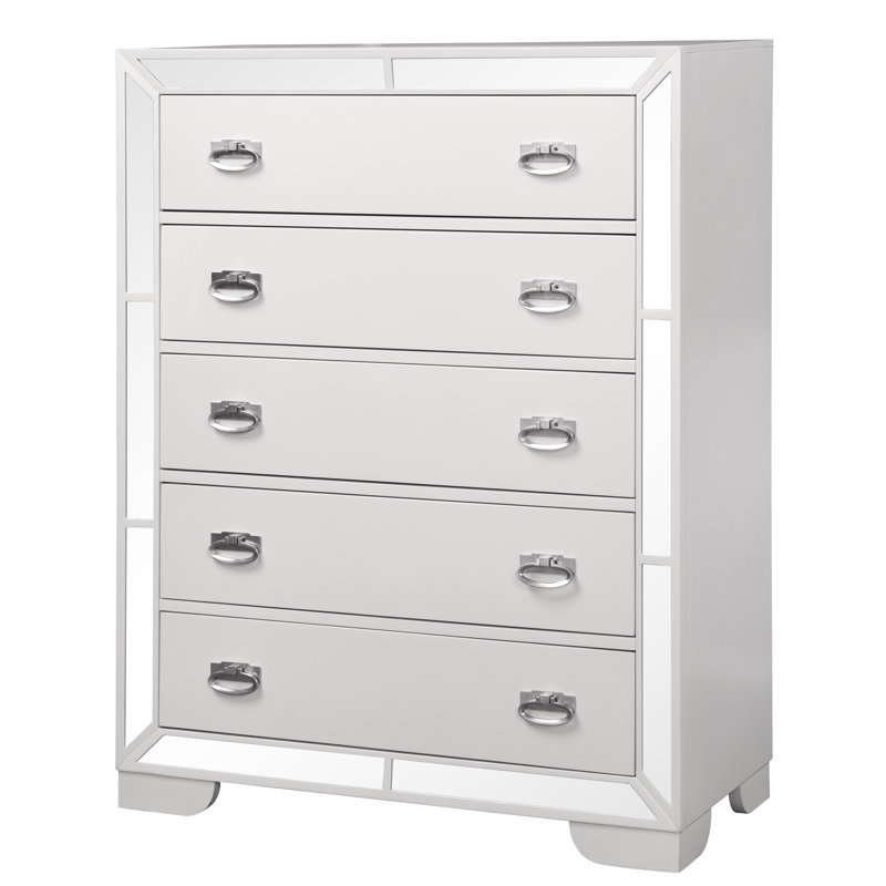 House of Hampton® Layni Collection Champagne Chest with Mirrored Border ...