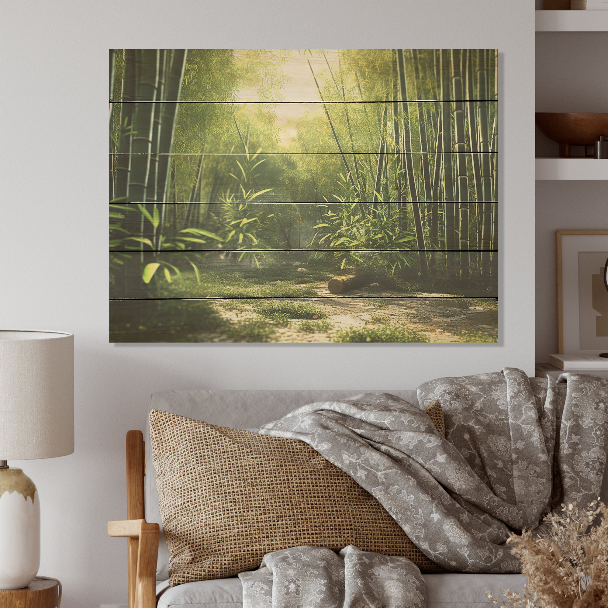 Bay Isle Home™ Dynamic Light Bamboo Grove I - Bamboo Wood Wall Art On Natural Pine Wood | Wayfair