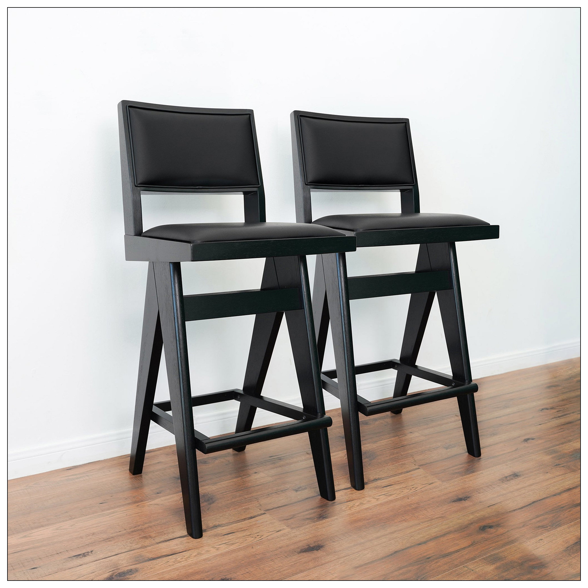 Corrigan Studio® Black PU Bar Stool (Set Of 2) | Wayfair