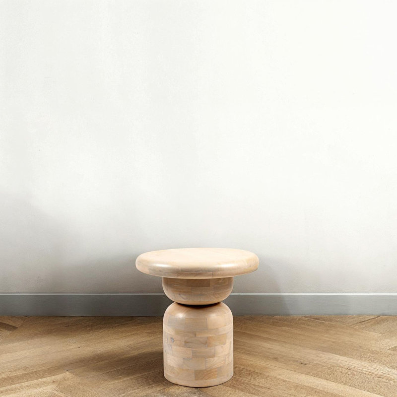Joss & Main Round Mango Wood Accent Table with Stacked End Grain Base ...