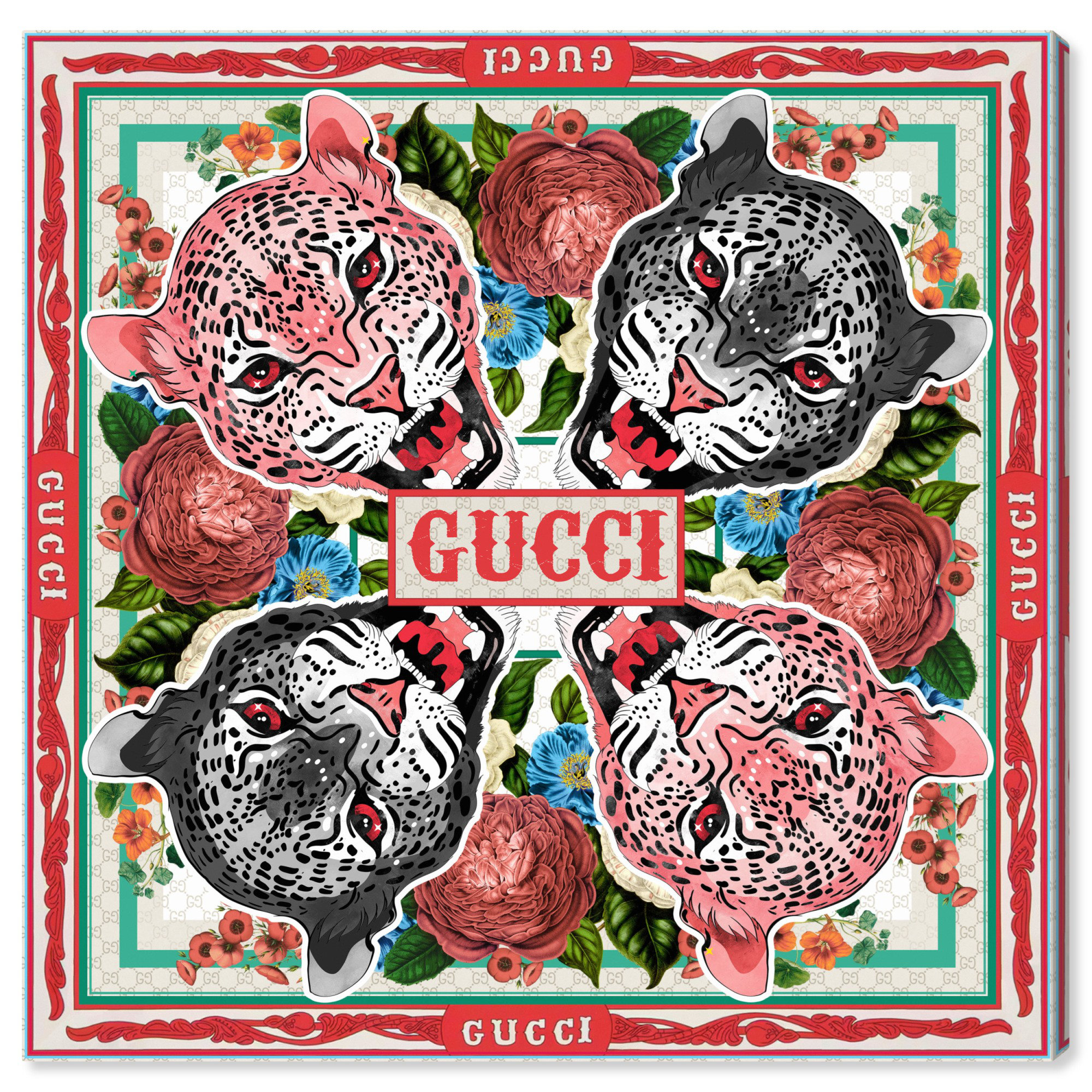 Everly Quinn Wild Feline Fashion Canvas Maximalist Fashion Art Prints ...