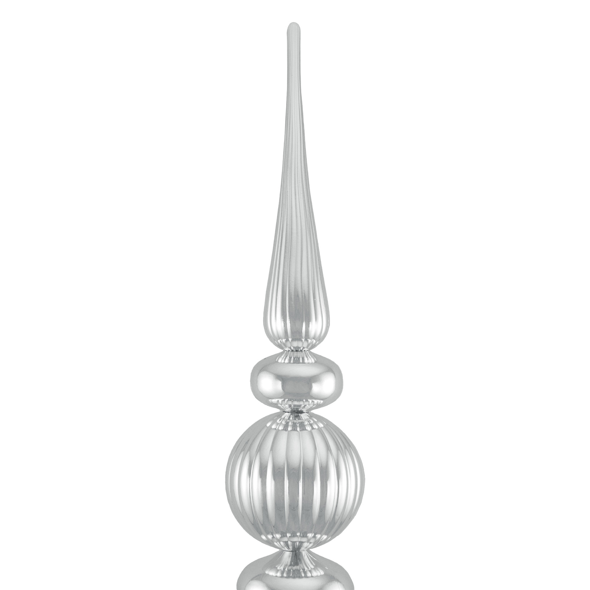 Northlight Seasonal 54" Shiny Silver And Glittered Topiary Finial Tower ...