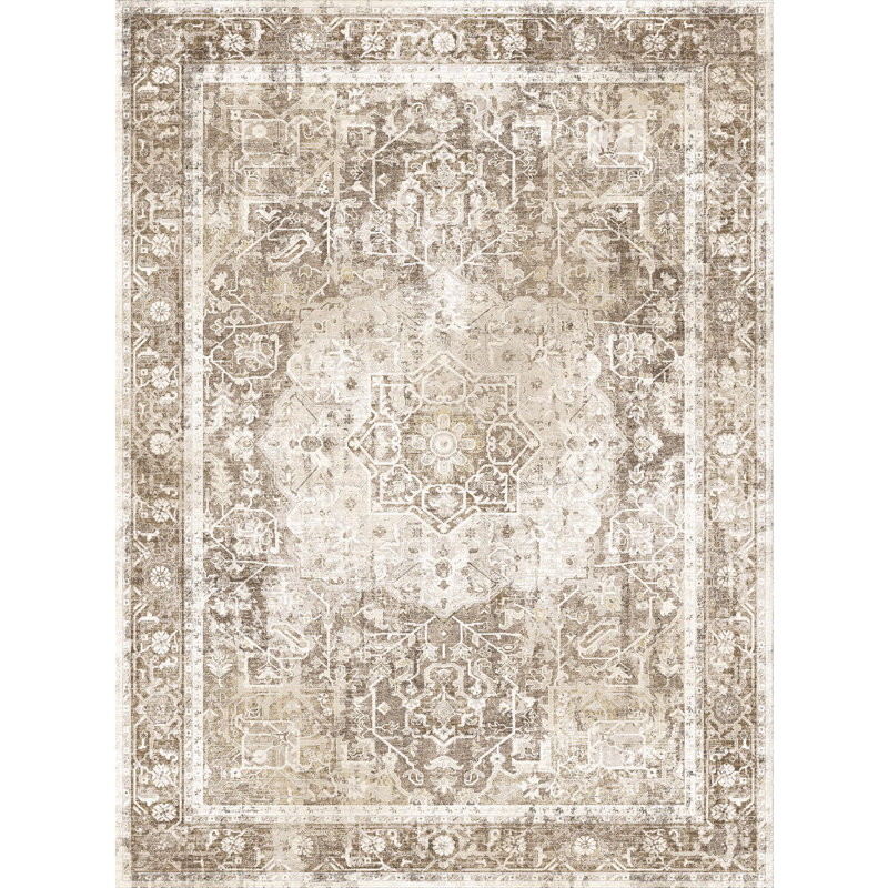 Bungalow Rose Octavia Distressed Vintage Machine Washable Gray/ Beige ...