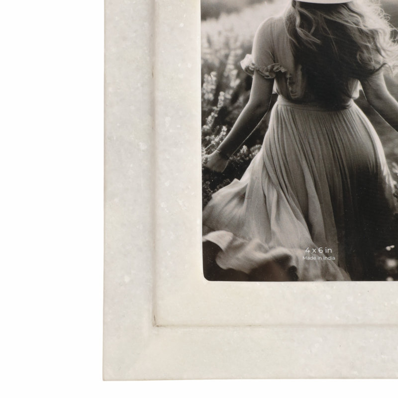 Hokku Designs 4X6 Marble Border Photo Frame, White | Wayfair