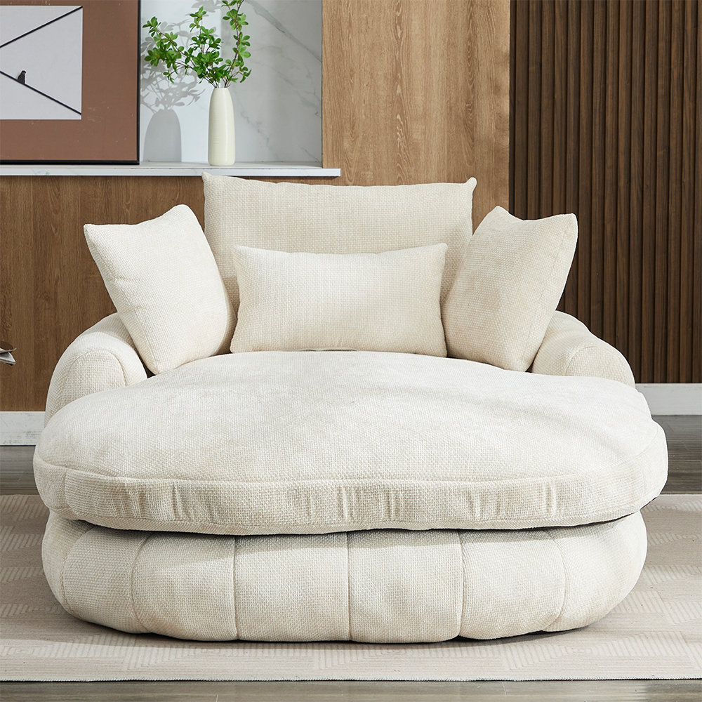 Latitude Run® Oversized Chaise Lounge Chair Indoor, Deep Seat Chenille ...