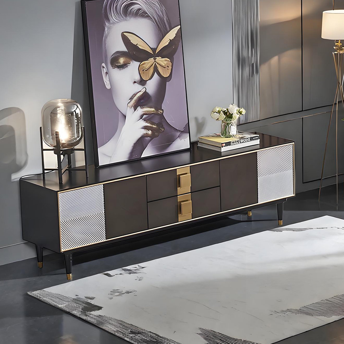 Mercer41 Modern Luxury TV Stand with Large Storage Drawers | Wayfair