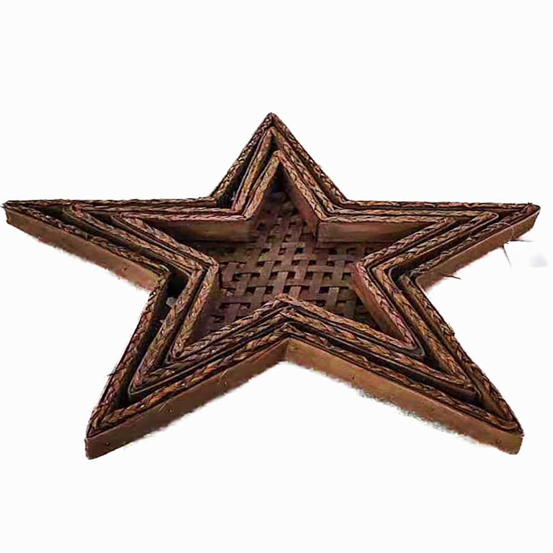 Loon Peak® Set Of 3 Woven Star Pattern Decorative Trays | Wayfair