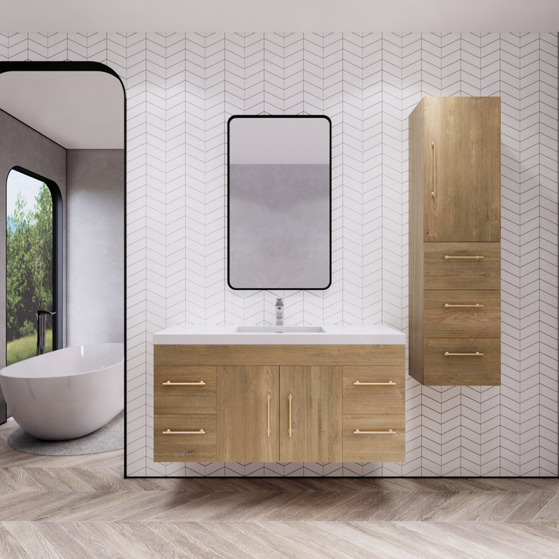 Brayden Studio® Bastos 47" Wall-Mounted Single Bathroom Vanity Set ...