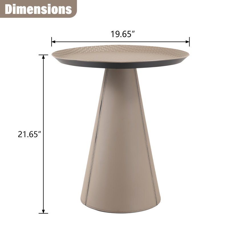 Orren Ellis Metal Tray Top Pedestal End Table Round Accent Side Table ...