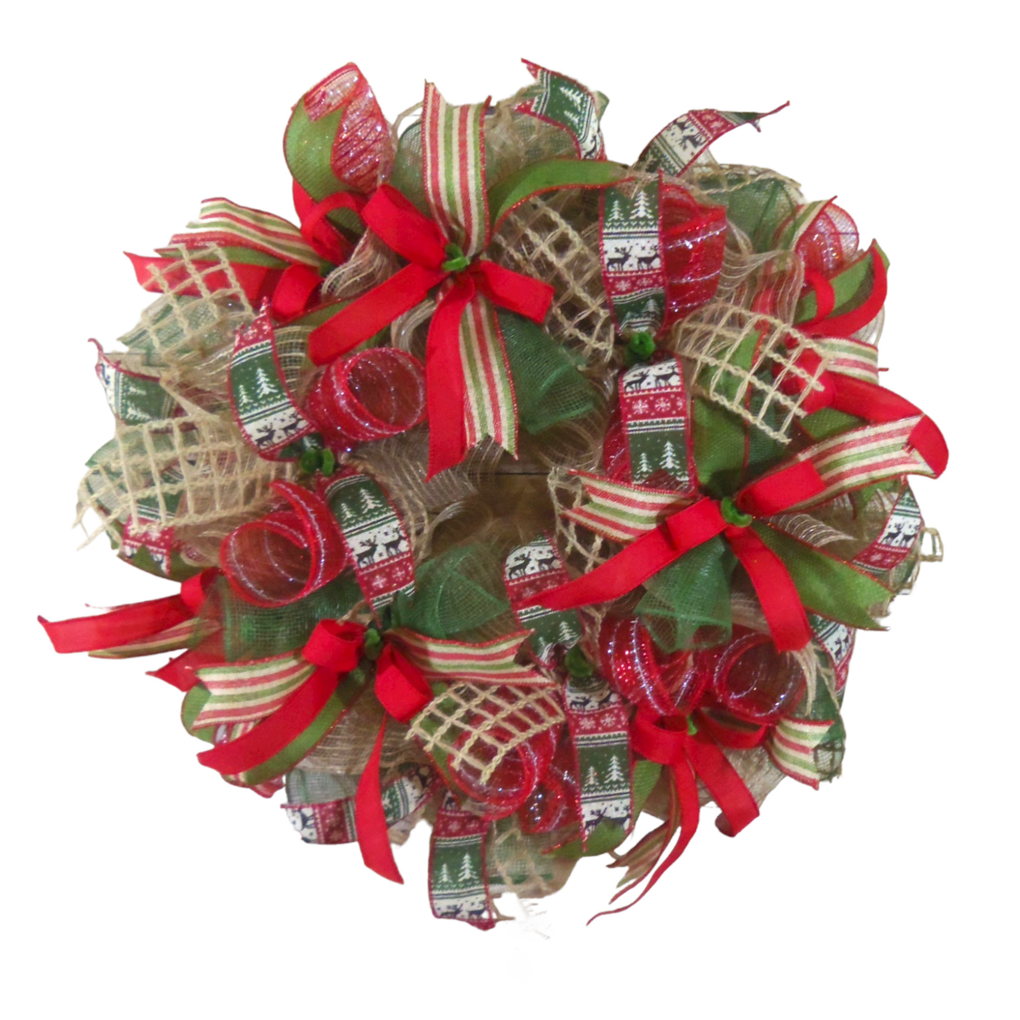 The Holiday Aisle® Farm, Country Deco Mesh Wreath 24" | Wayfair