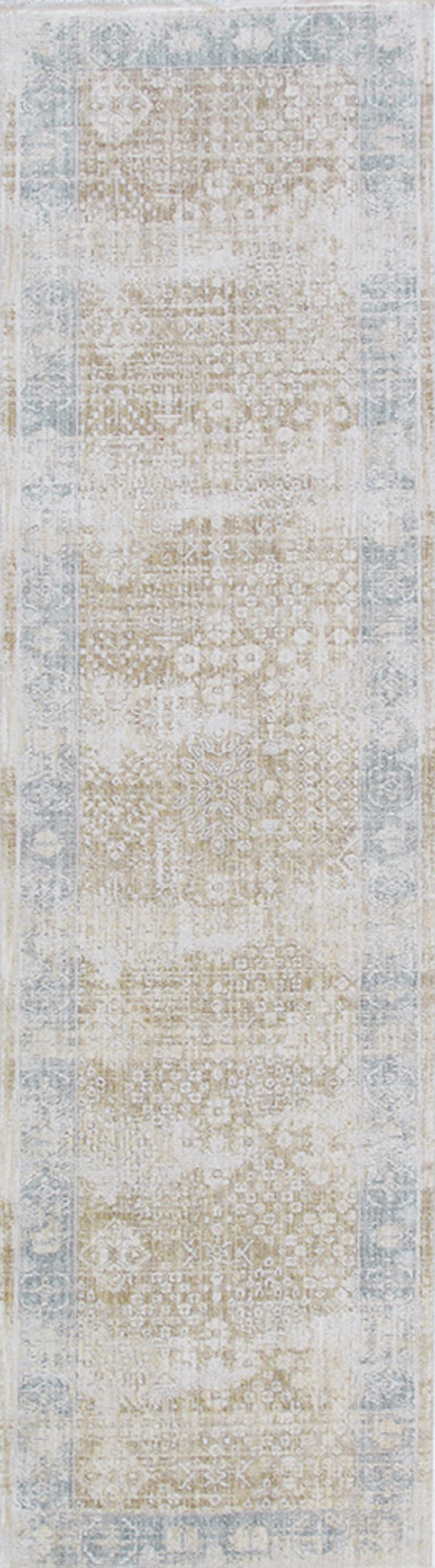 Pasargad Mona Power Loom Polyester Geometric Area Rug in Beige/Light ...