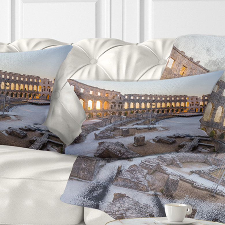 Design Art Landscape Inside Ancient Roman Amphitheater Lumbar Pillow ...
