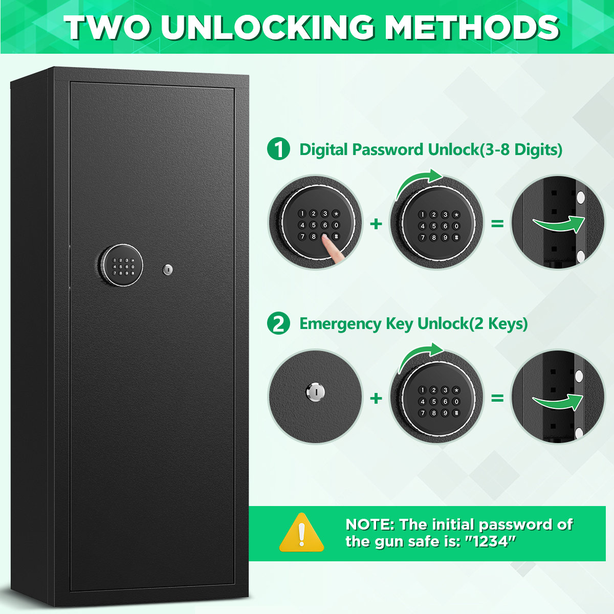 Besafety 12-15 Gun Cabinet, Quick Access Long Gun Safe For Home Rifles ...