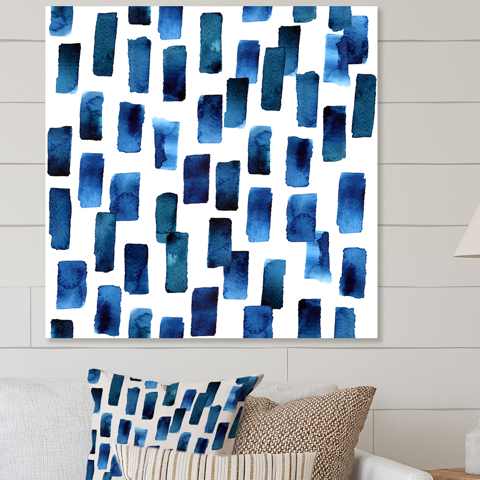 Breakwater Bay " Blue Paint Stripes Pattern " Painting Print | Wayfair