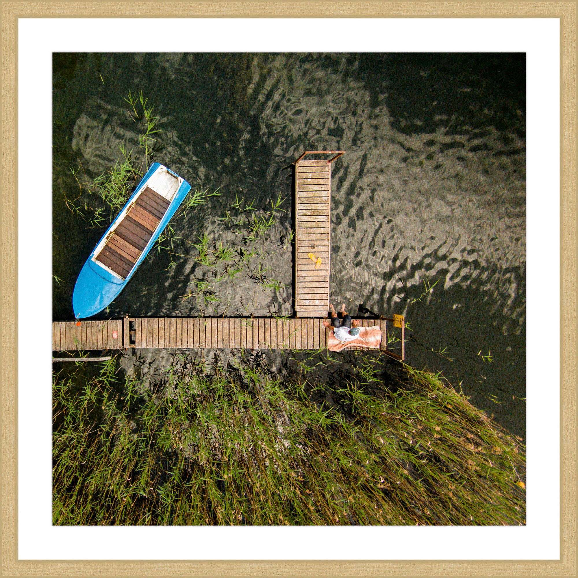 Marmont Hill 'Blue Boat' by Karolis Janulis Framed Painting Print ...