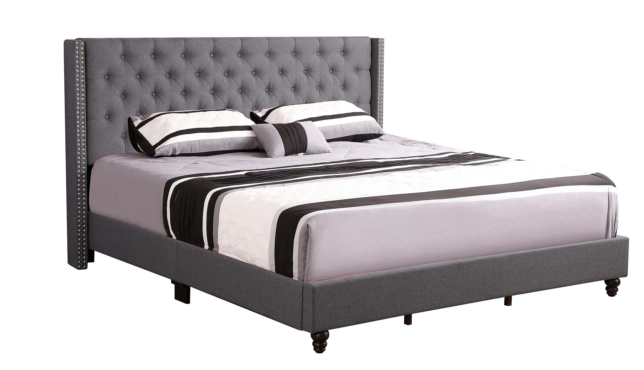 Red Barrel Studio® Transitional King Upholstered Bed In Gray | Wayfair
