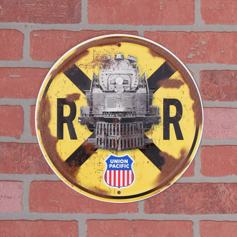 Trinx Union Pacific Railroad Crossing Steam Train Sign Rustic RR Wall ...