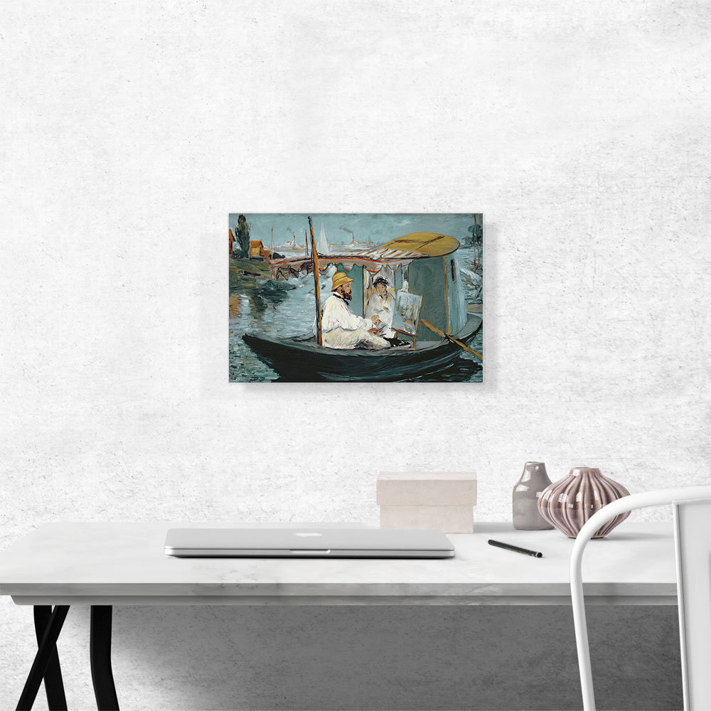 ARTCANVAS Monet in His Floating Studio 1874 by Edouard Manet - Wrapped ...