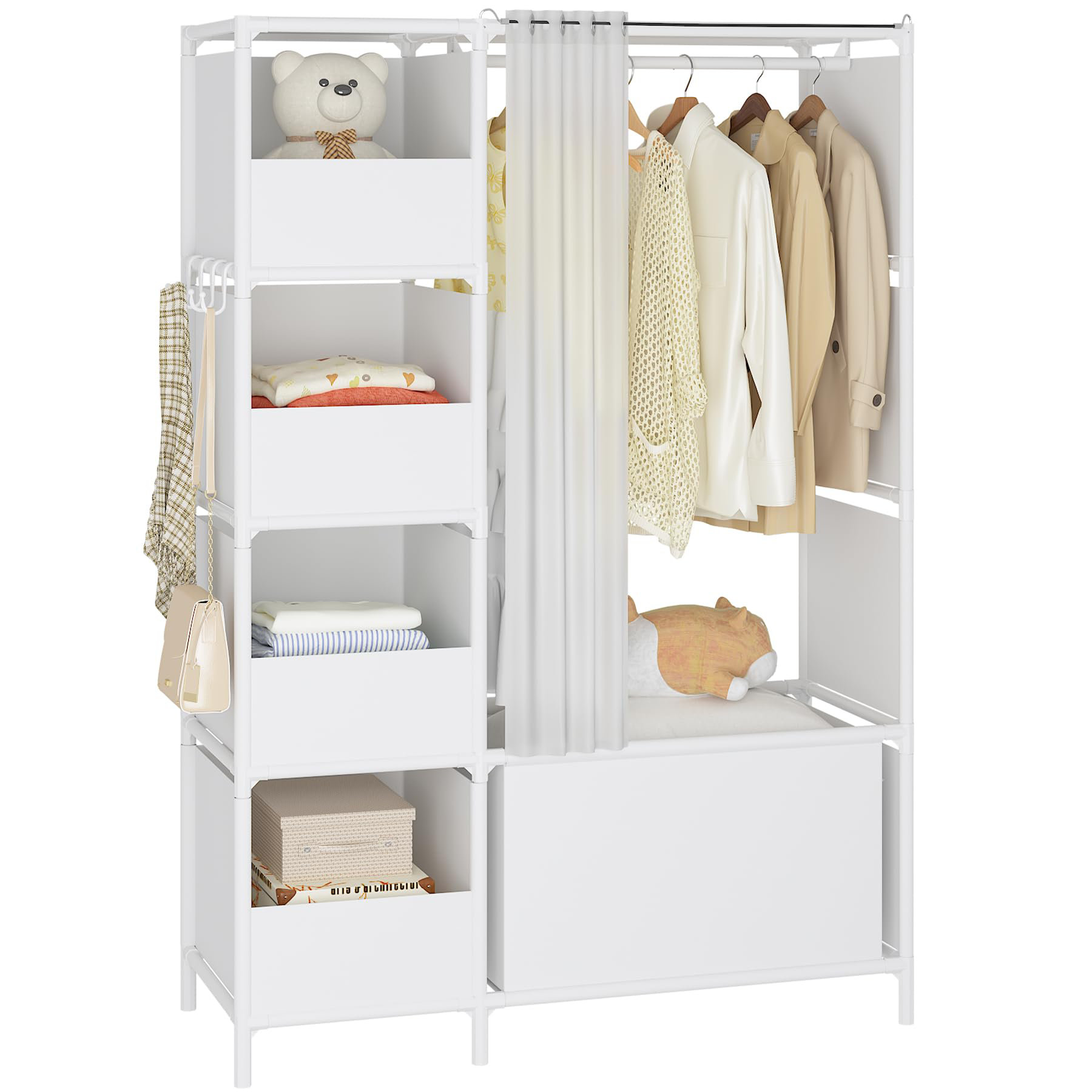 Rebrilliant Freestanding Portable Wardrobe With Hanging Rod And ...