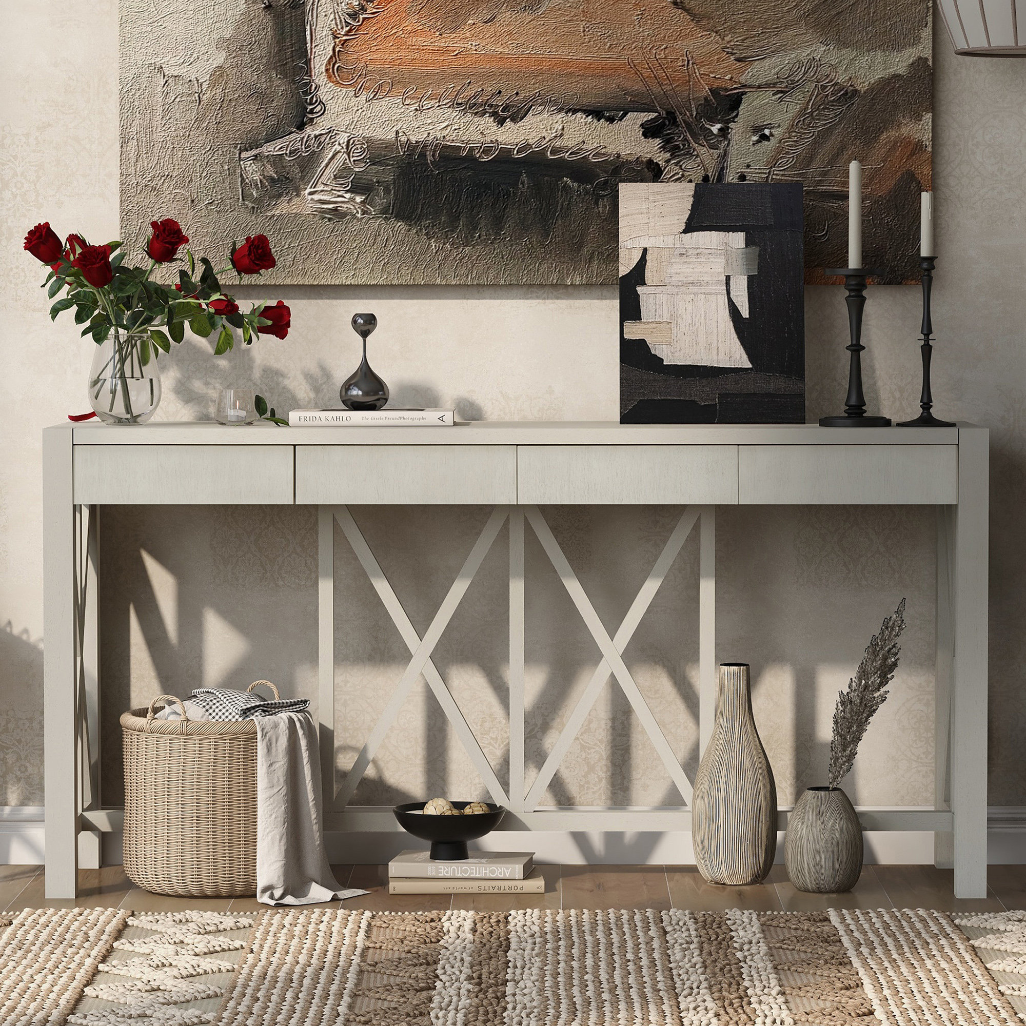 Gracie Oaks 60'' Entryway Table With 4 Spacious Drawers - Wayfair Canada