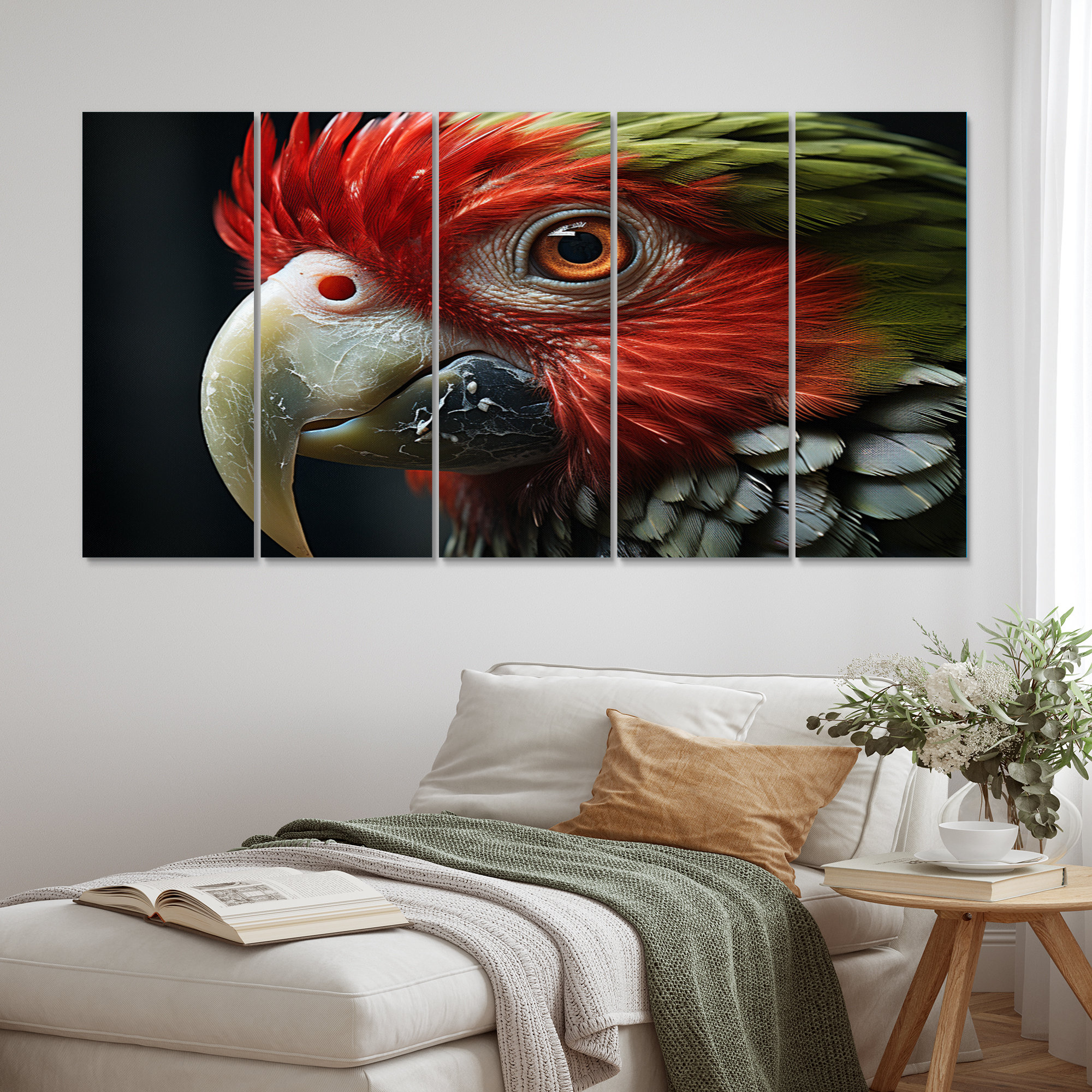 Bay Isle Home™ Red Parrot Portrait - Animals Wall Decor - 5 Equal ...