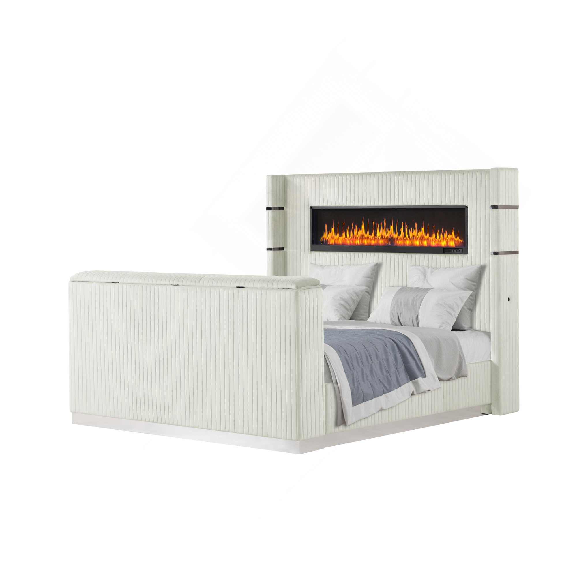 Everly Quinn Made With Fireplace In Headboard & TV Stand In Footboard ...