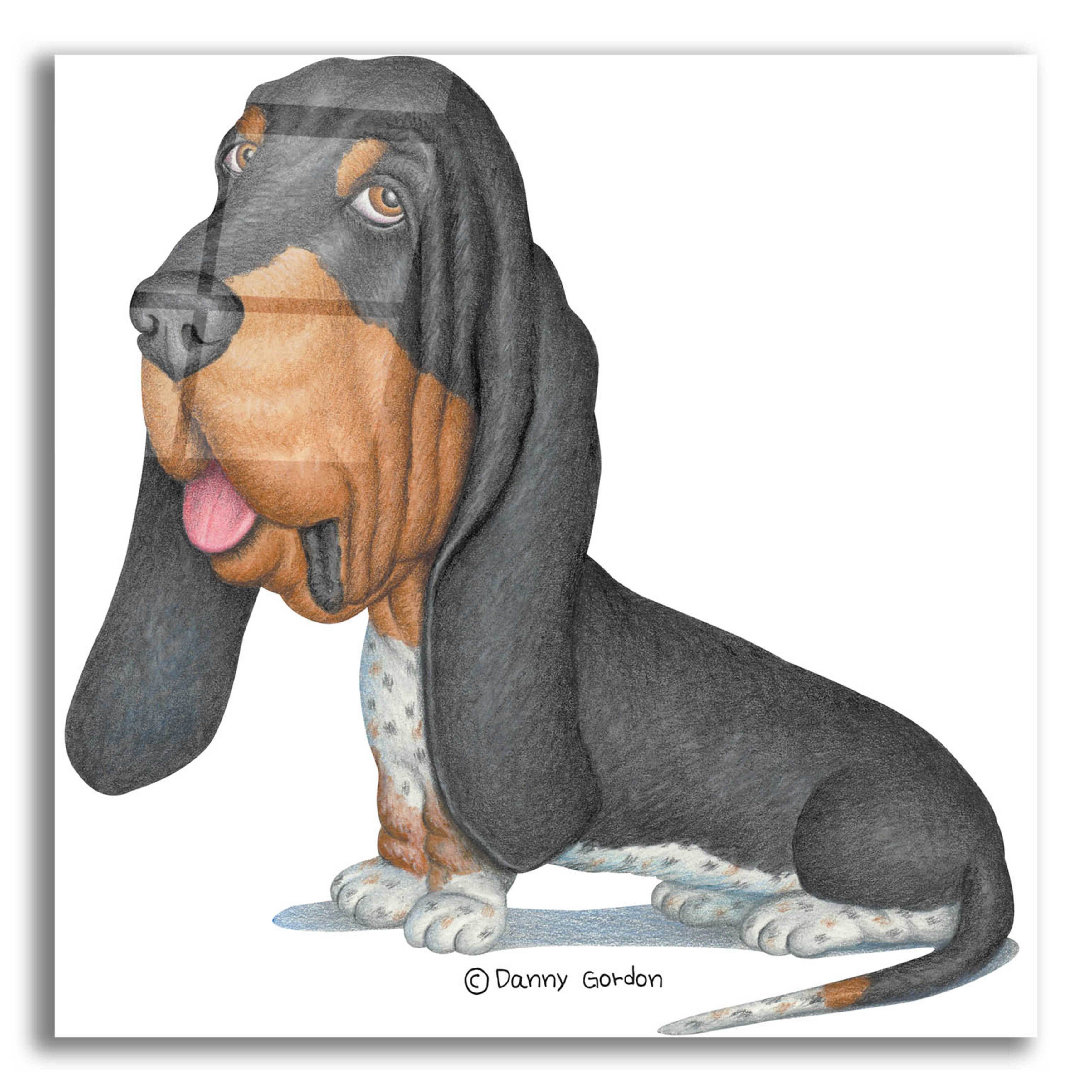 Trinx Tri Color Basset Hound Sitting On Plastic/Acrylic Print | Wayfair