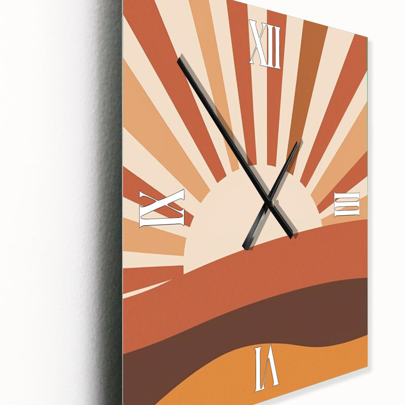 Design Art Retro Terracotta Sun Midcentury Landscape - Abstract Mid ...