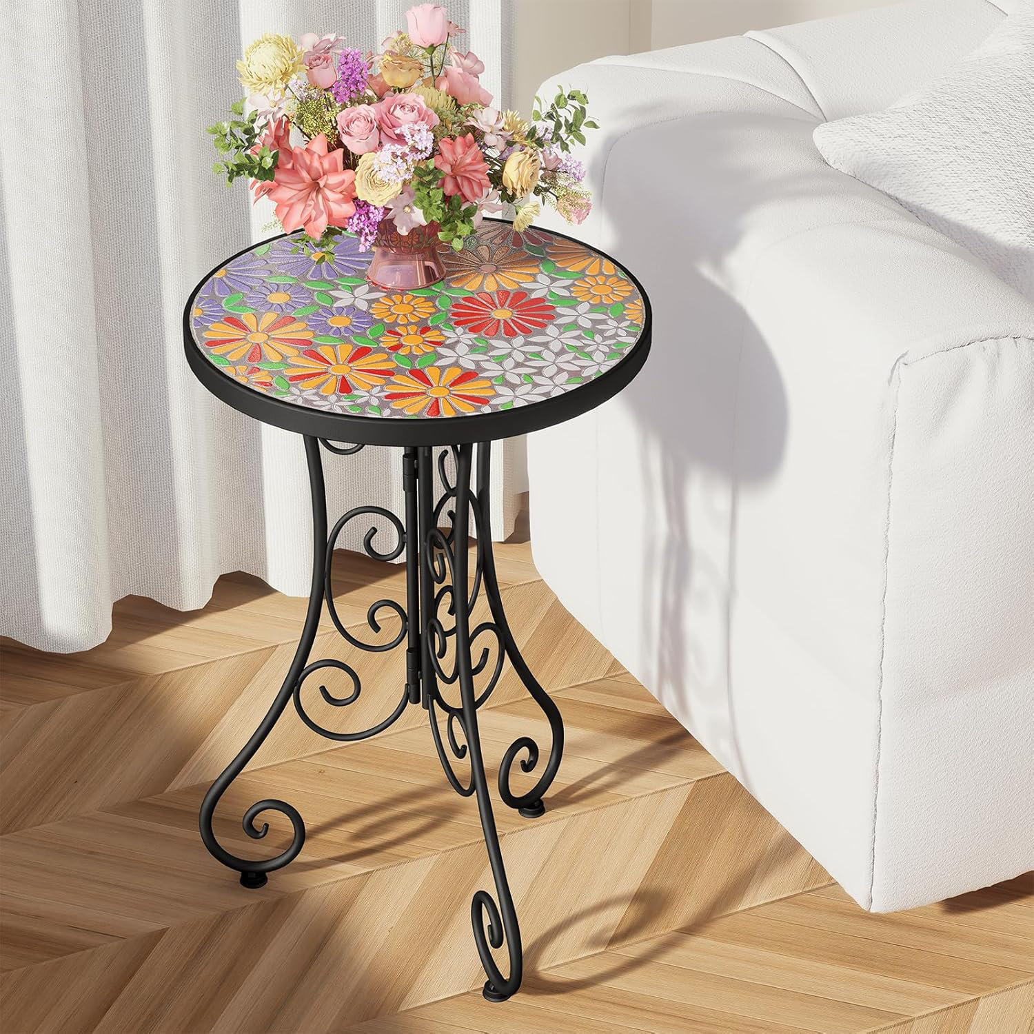 Bungalow Rose Mosaic Outdoor Side Table, Patio Side Table, Weather ...