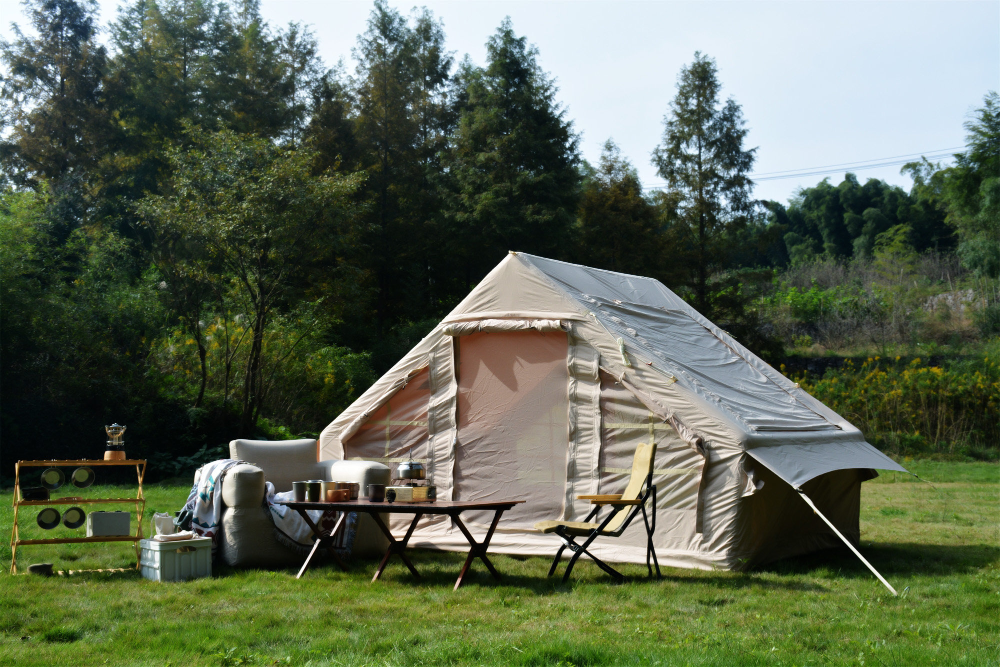 Audiohome Inflatable Camping Tent Easy Setup 4 Season Glamping Tent ...