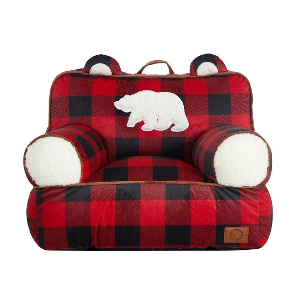Dearfoams Red And Black Buffalo Check Sherpa Plush Bean Bag Chair | Wayfair