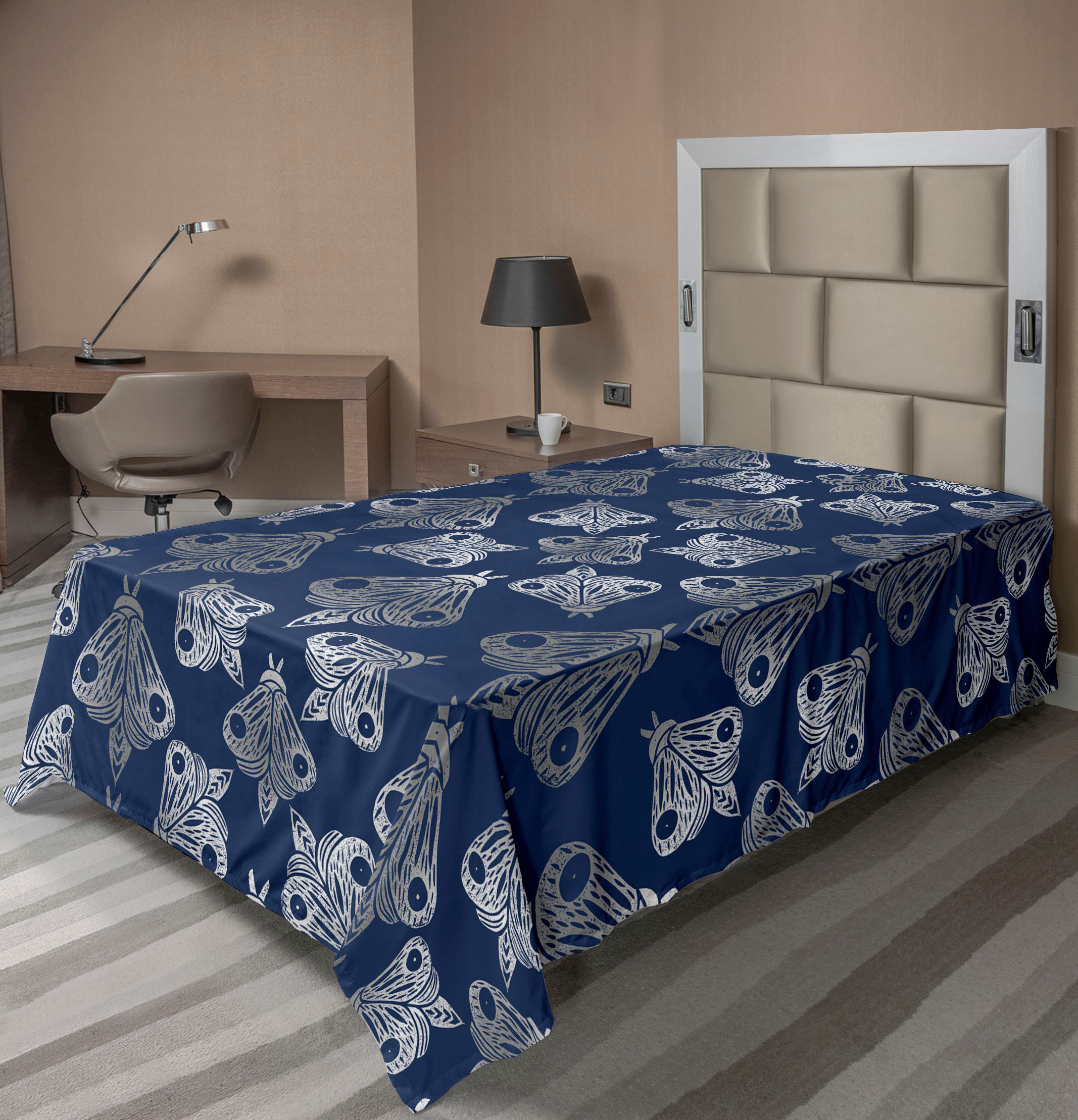 Ambesonne Moth Art Flat Sheet Bitone Wings Pattern Eyes Dark Violet ...