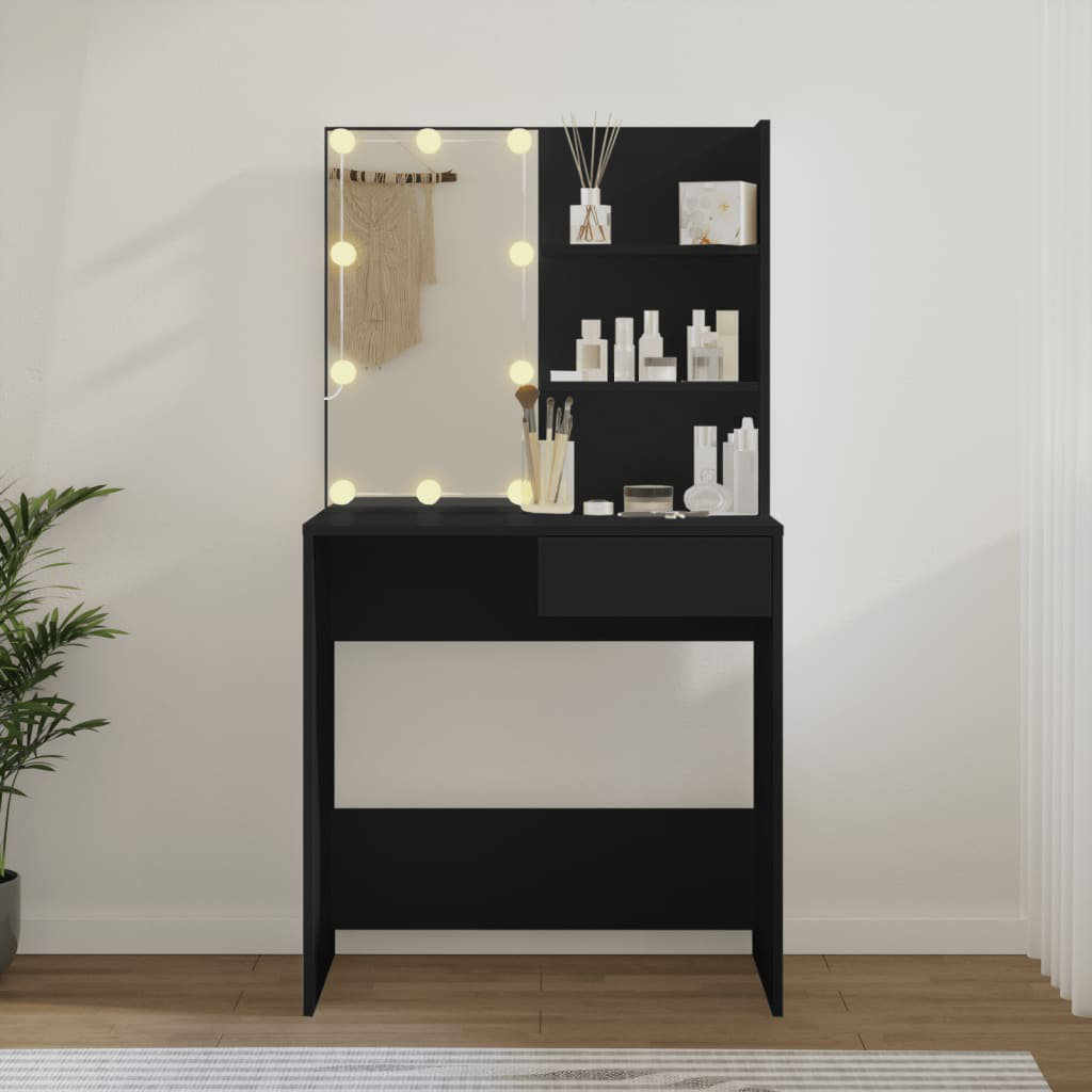 Brayden Studio® Dressing Table Black Engineered Wood, Acrylic Medium ...