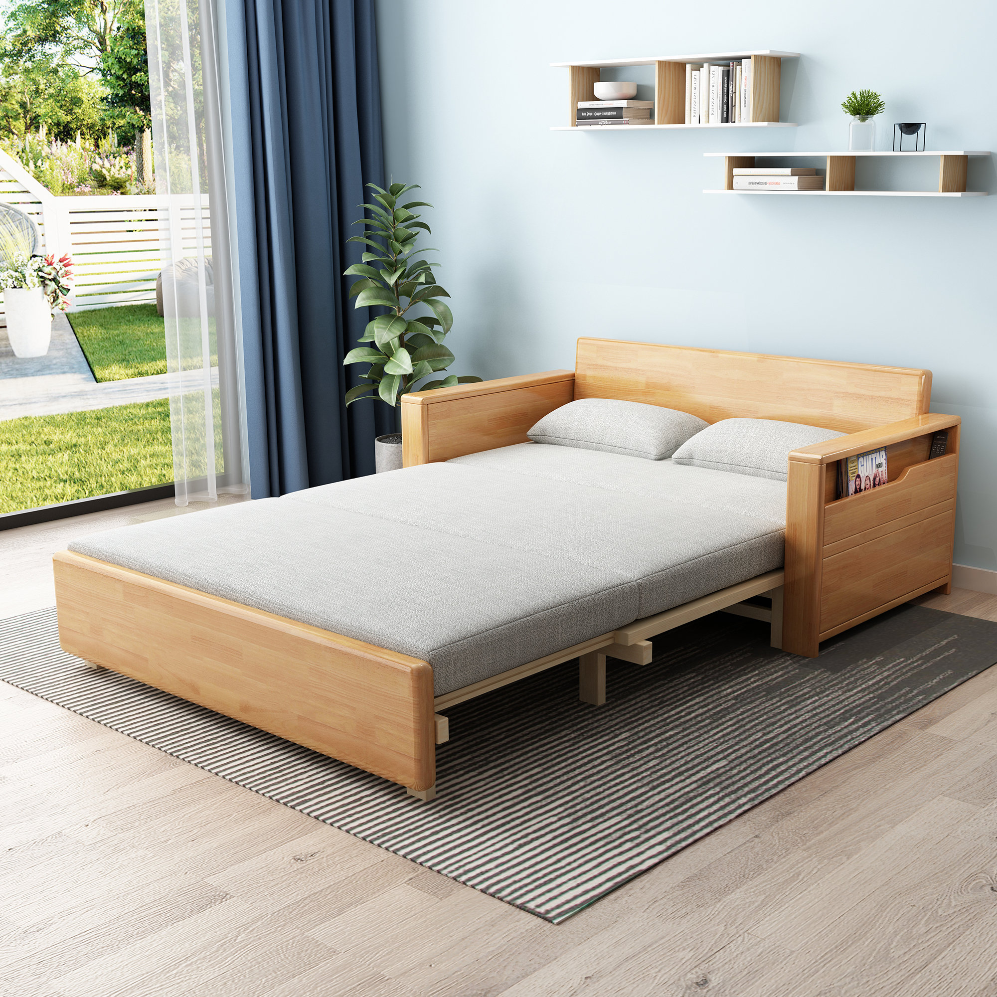 Latitude Run® 59"queen Convertible Sofa Sleeper With Storage,grey ...