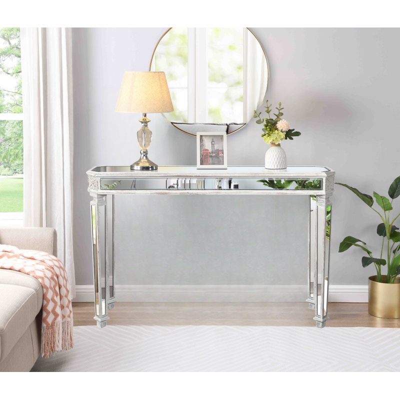 One Allium Way® Vintage Mirror Console Table , Entryway Table | Wayfair