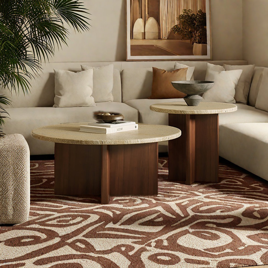 AWORET Cave stone round coffee table | Wayfair