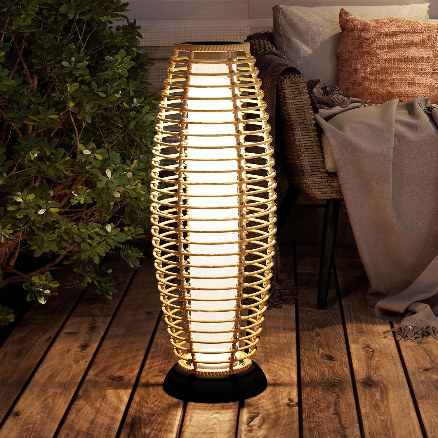 Basowin Grand Patio Floor Lamp Outdoor Lamp Patio Lights Solar Powered ...