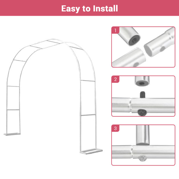 Latitude Run® Garden Arch Arbor, White Metal Garden Arch Trellis Flower ...