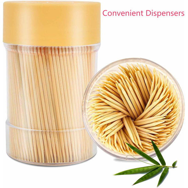 Rebrilliant Bamboo Wooden Toothpicks [800 Count]-With 2-Pack Reusable ...