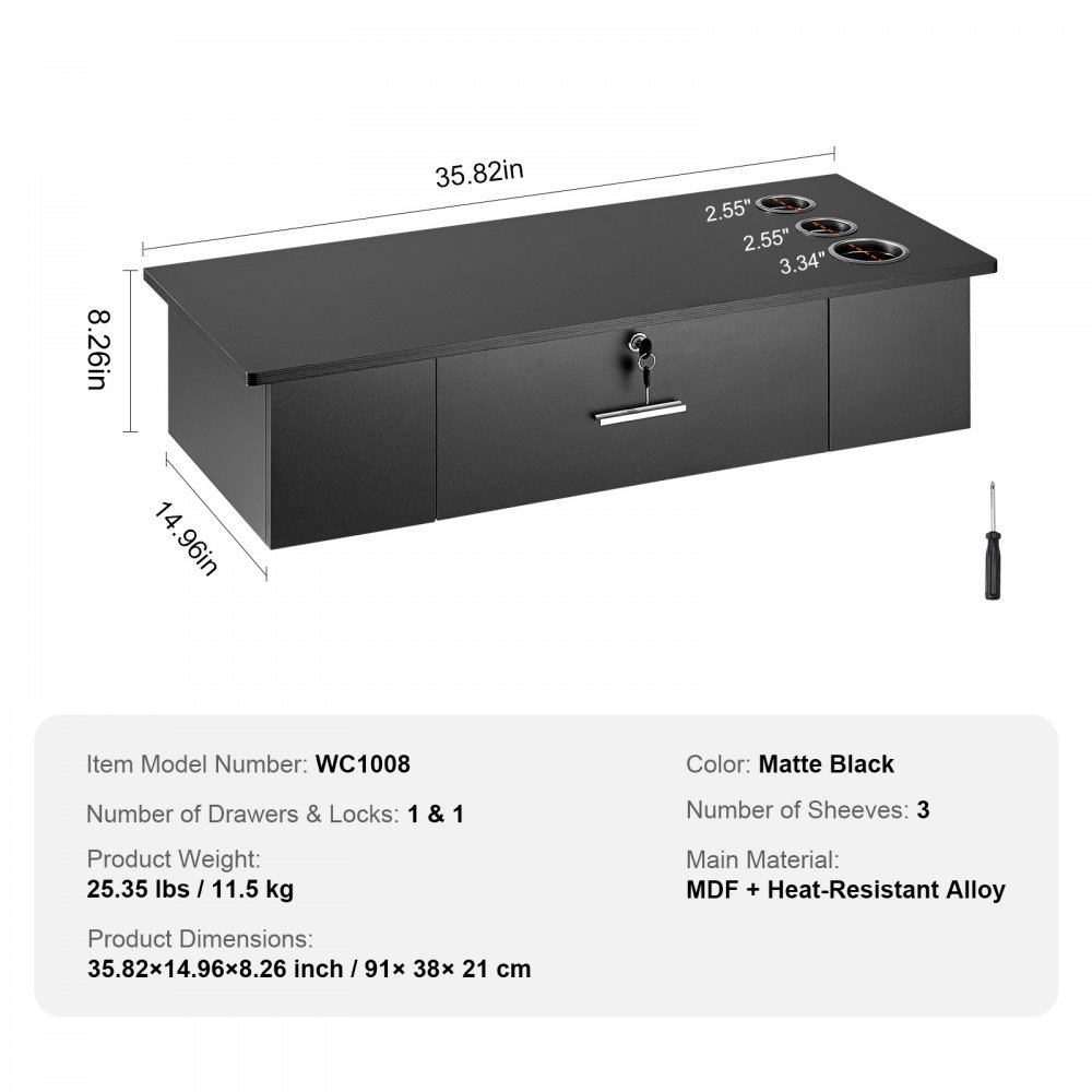 One Allium Way Wall-Mounted Salon Workstation, Equipped with 3 Holders ...