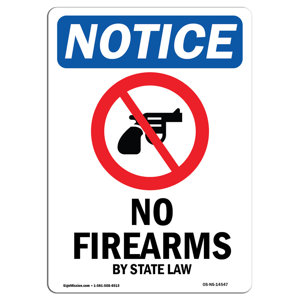 SignMission No Firearms by State Law Sign with Symbol | Wayfair