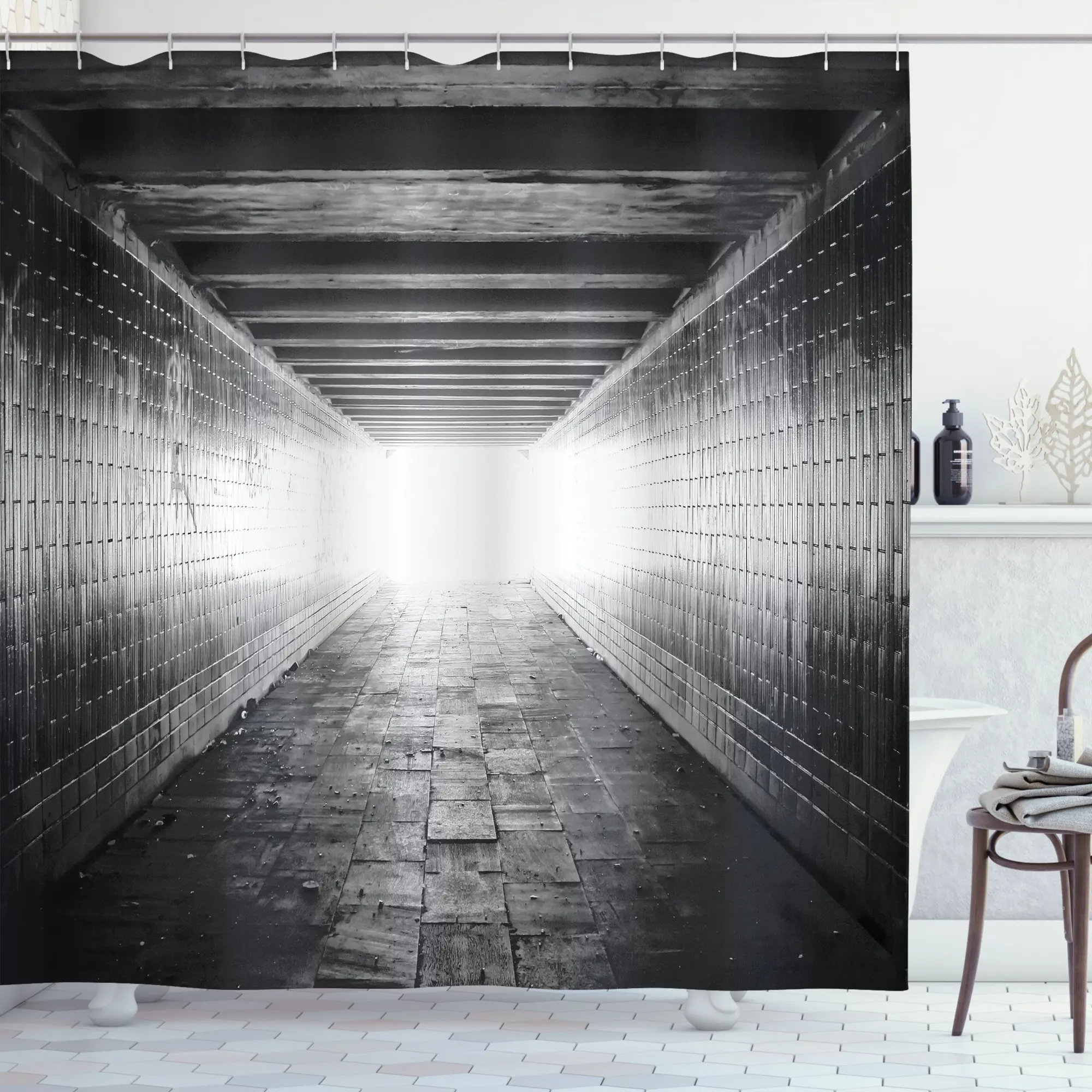 Ambesonne Horror House Picture of Light at the End of Tunnel Exit Fear ...