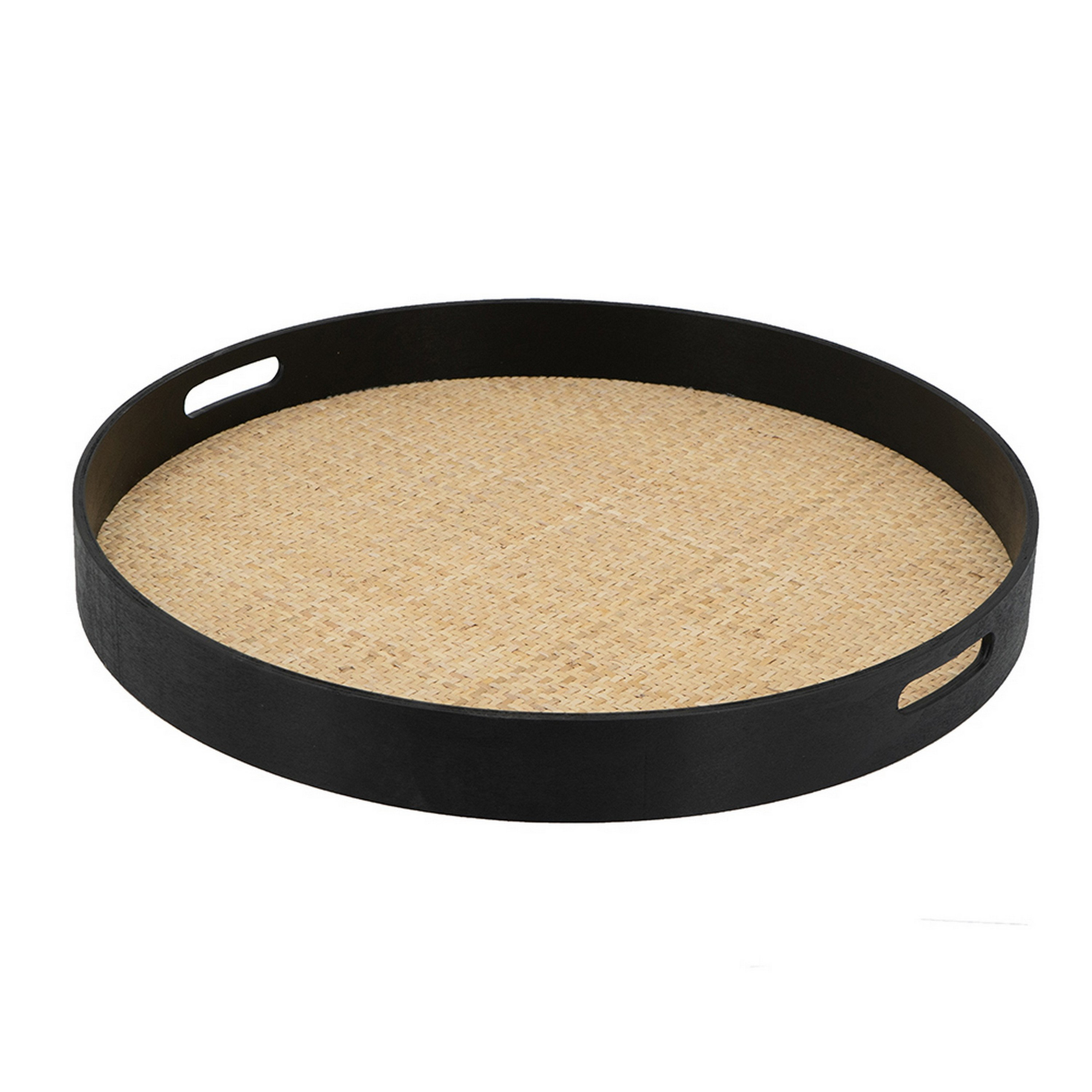 Bayou Breeze Aranxa 20 Inch Round Wood Decorative Tray, Rattan Woven ...