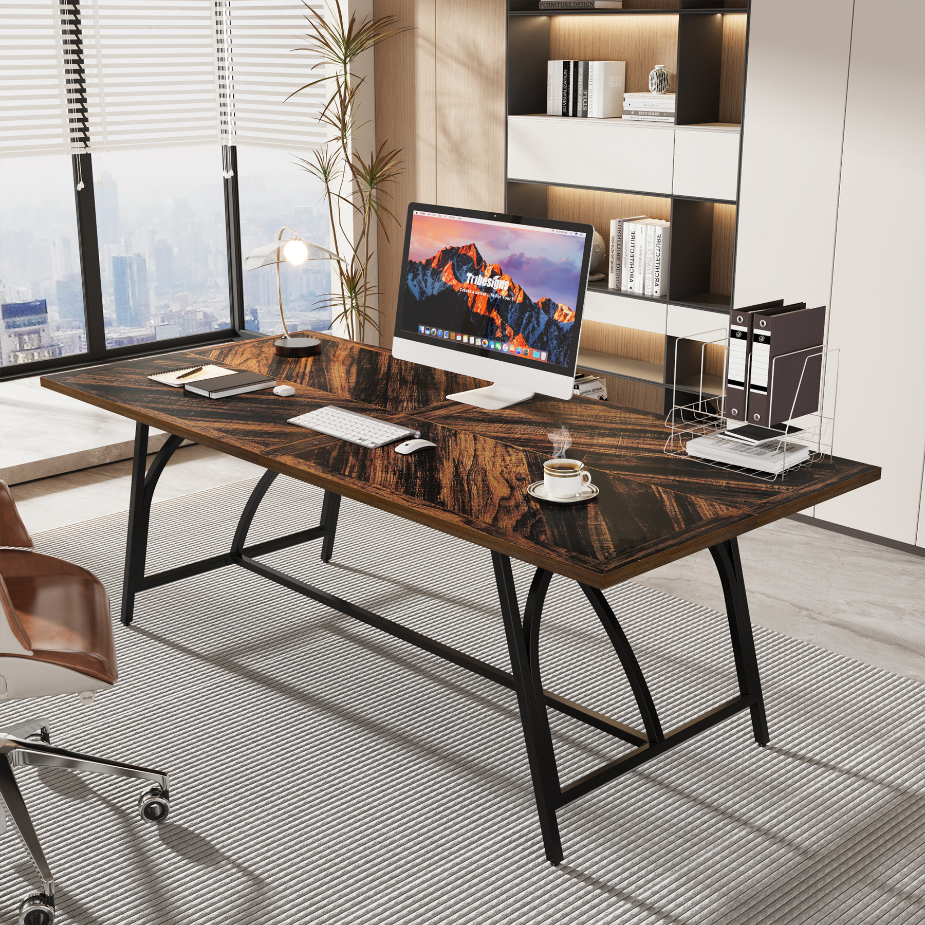 17 Stories Chantelle 70.86" Large Executive Computer Desk for Home ...