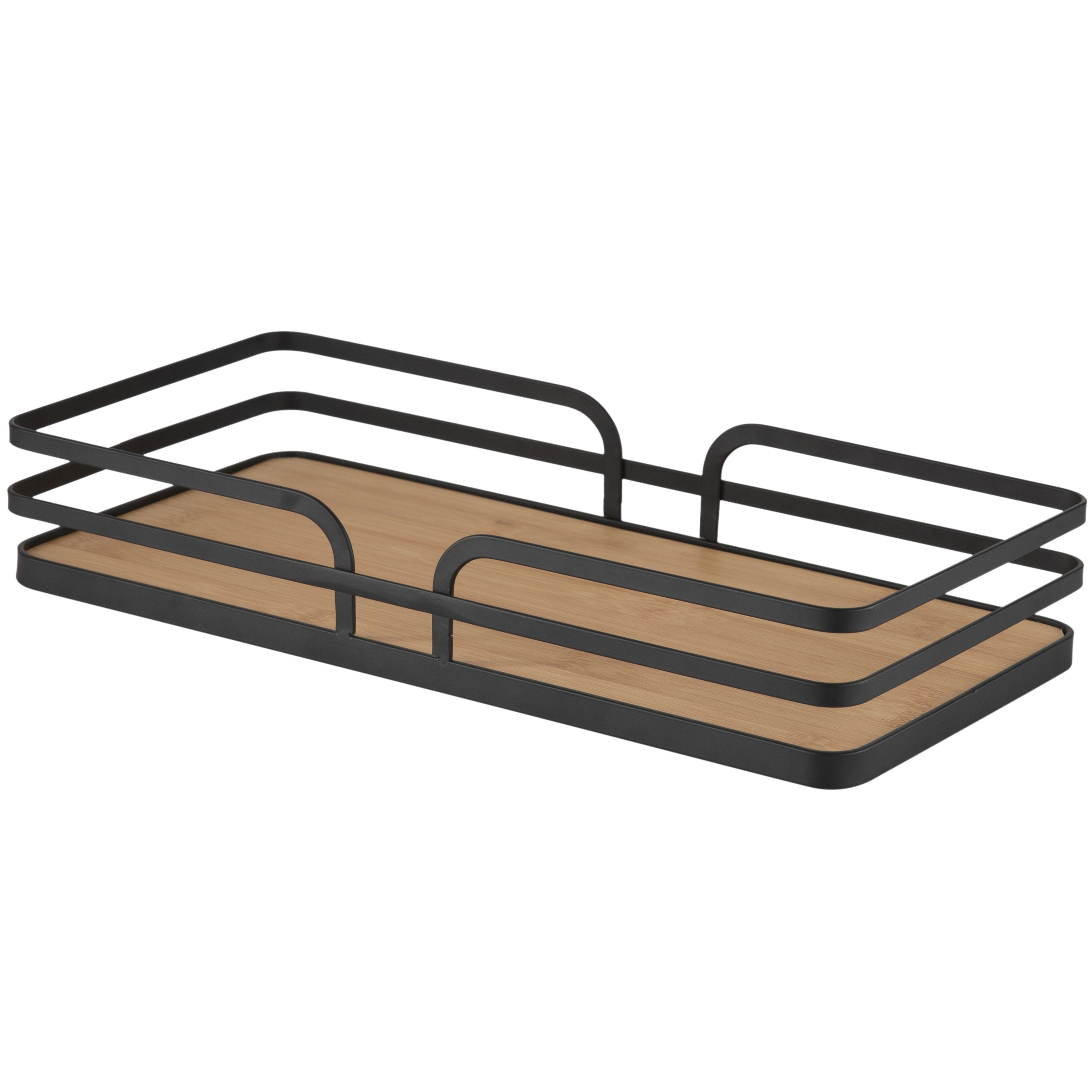 Simplify Modern Bamboo Vanity Tray in Matte Black | Wayfair