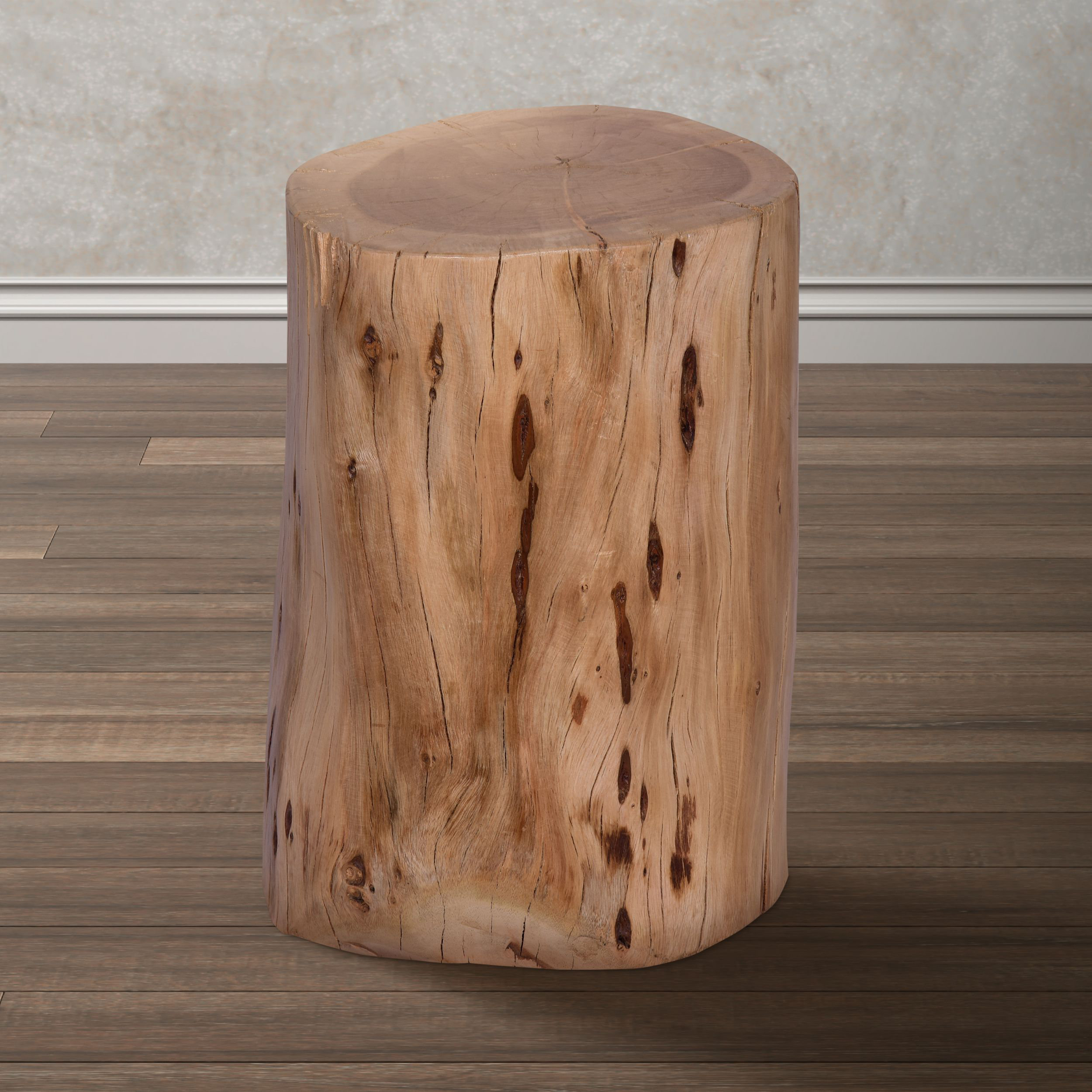 Millwood Pines 17 Inch Accent Stump Stool End Table, Live Edge Acacia ...